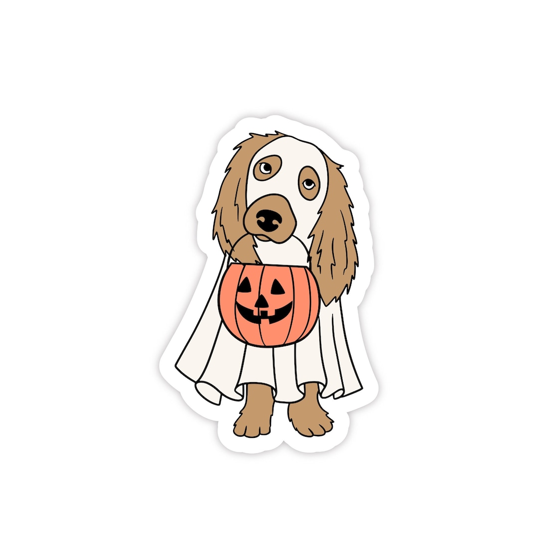 Halloween Dog Sticker, Ghost Dog Sticker, Cute Halloween Stickers ...