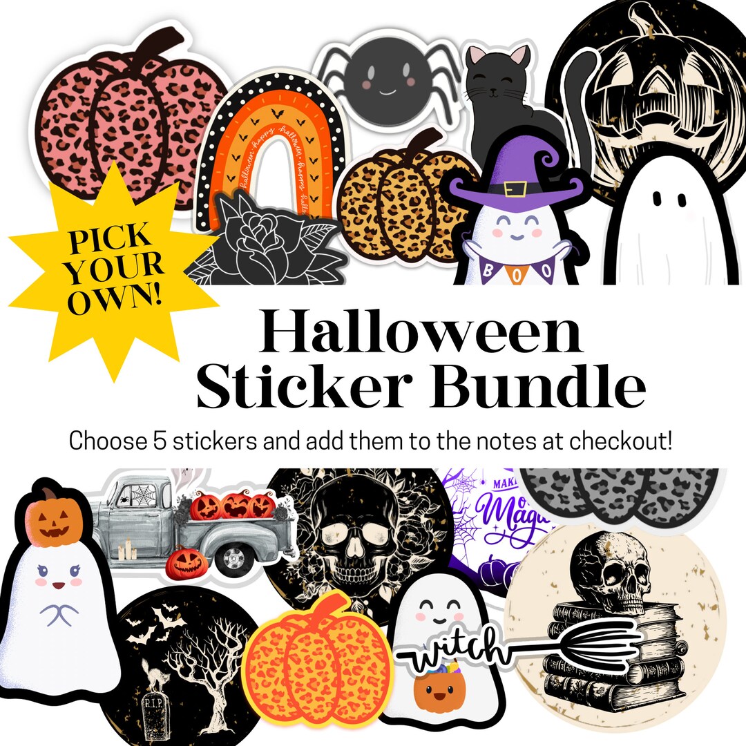Halloween Sticker Pack, Vintage Halloween Stickers, Cute Ghost Sticker ...