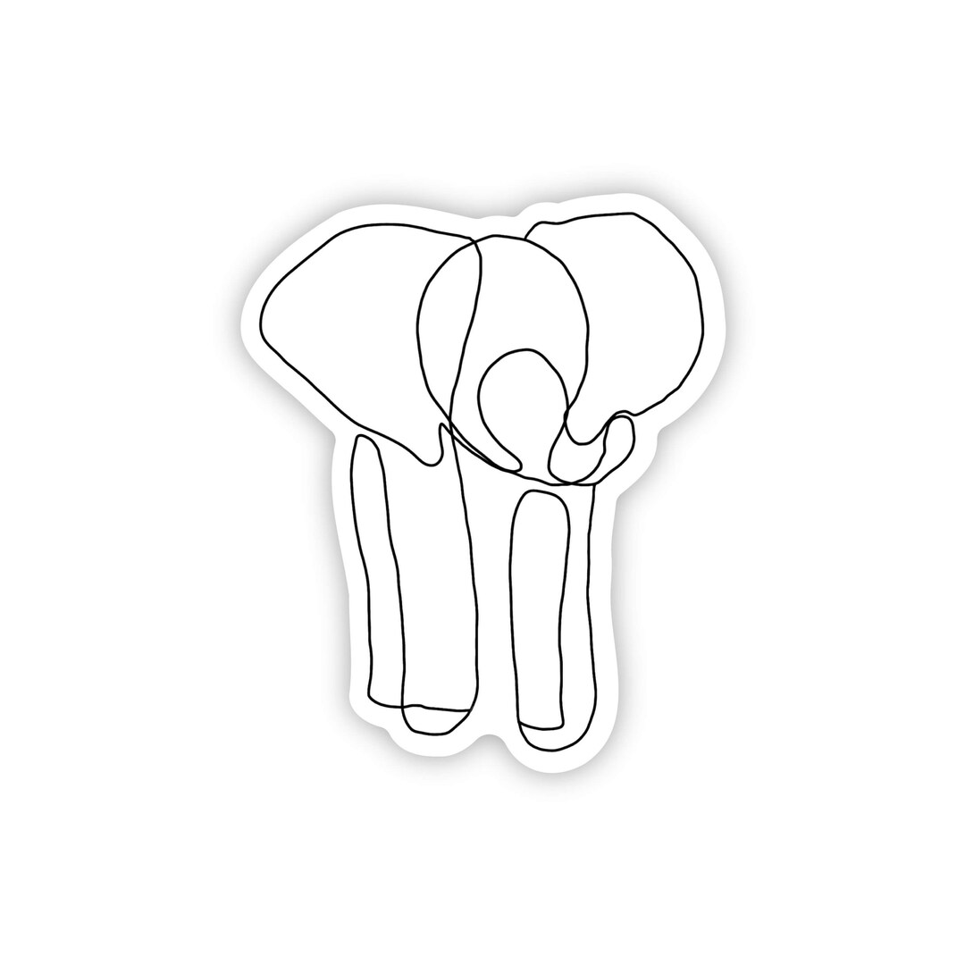 Elephant Sticker, Line Art Stickers, Cute Elephant Sticker, Elephant ...