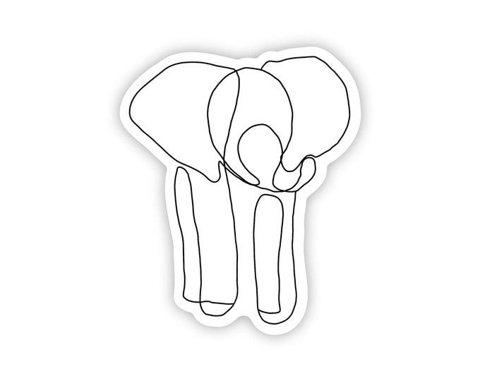 Elephant Sticker, Line Art Stickers, Cute Elephant Sticker, Elephant ...