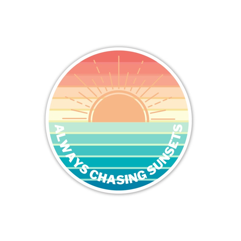 Always Chasing Sunsets, Beach Theme Stickers, Summer Stickers, Beach ...