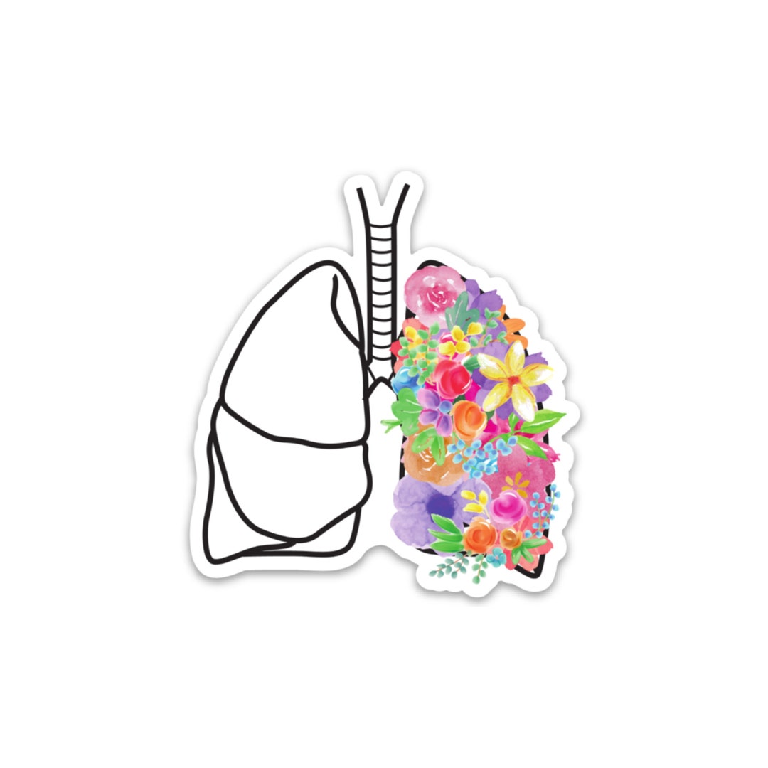 Lung Sticker, Lung Cancer Decal, Flower Lungs, Respiratory Therapist ...