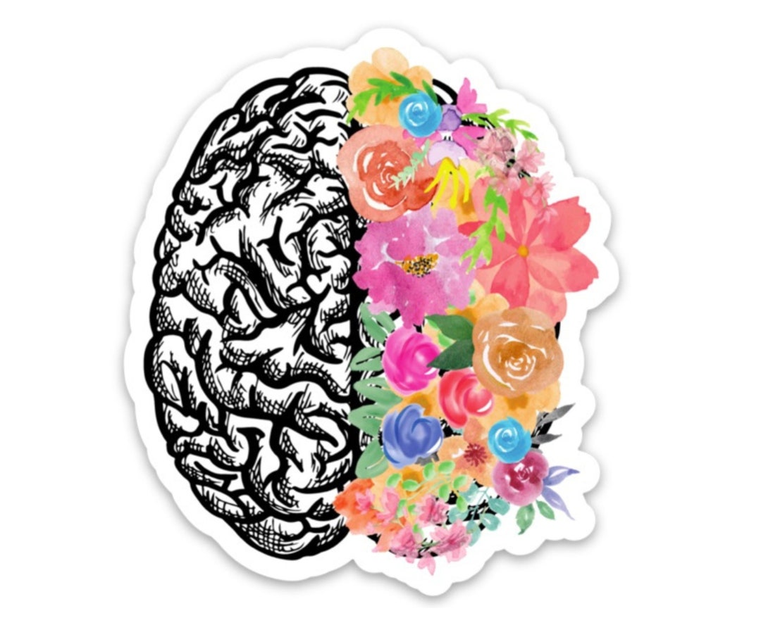Floral Brain Sticker for Laptop, Brain Cancer Survivor Gift ...