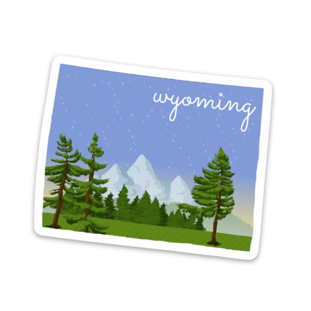Wyoming State 3x3in Sticker, Mountain Sticker, Vinyl Sticker for Your ...