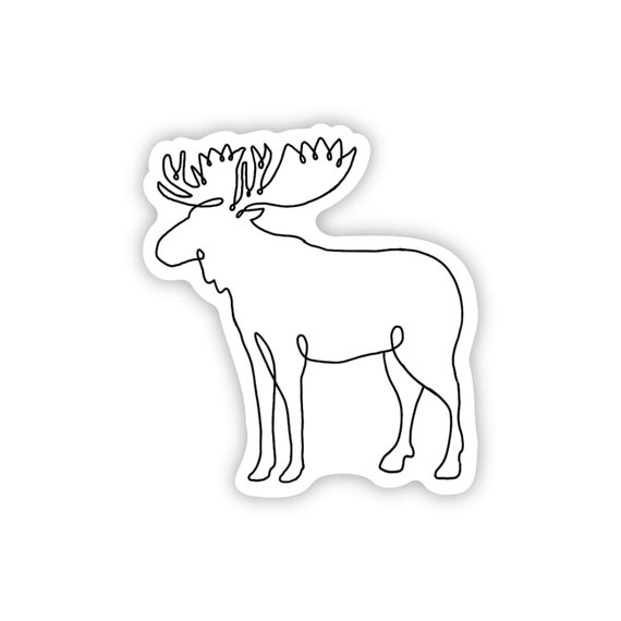 Line Art Moose Sticker - Etsy