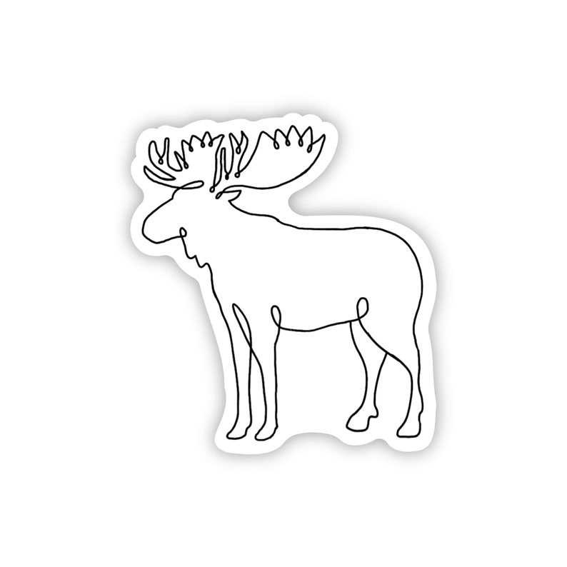 Line Art Moose Sticker - Etsy