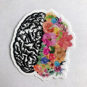 Floral Brain Sticker for Laptop, Brain Cancer Survivor Gift ...