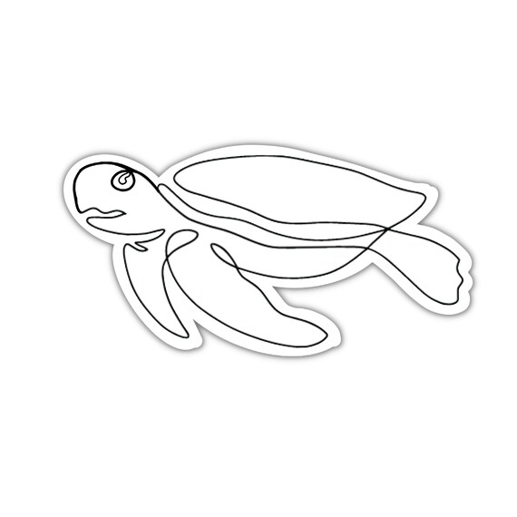 Sea Turtle Line Art Sticker - Etsy