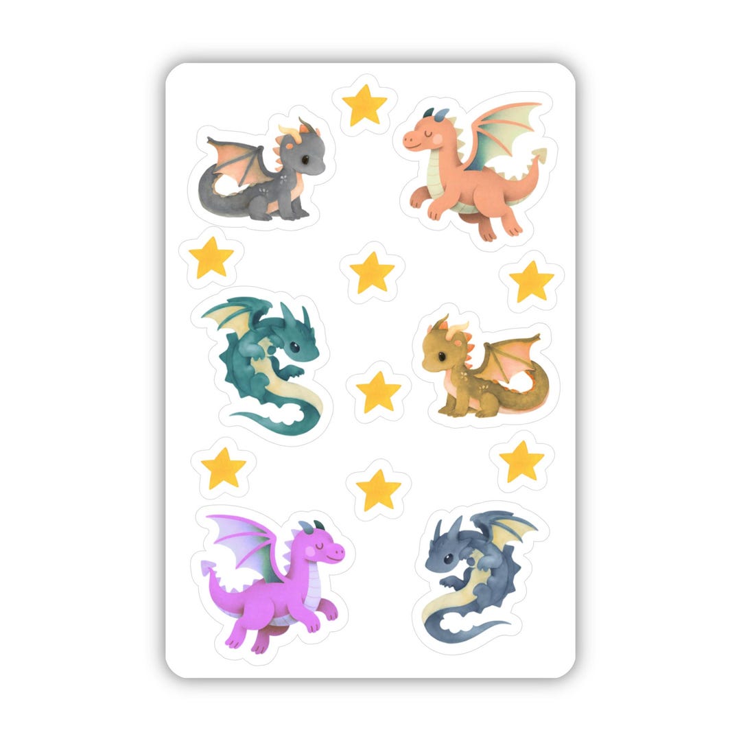 Dragon Sticker Sheet for Journaling, Dragon Stickers Cute, Dragon ...