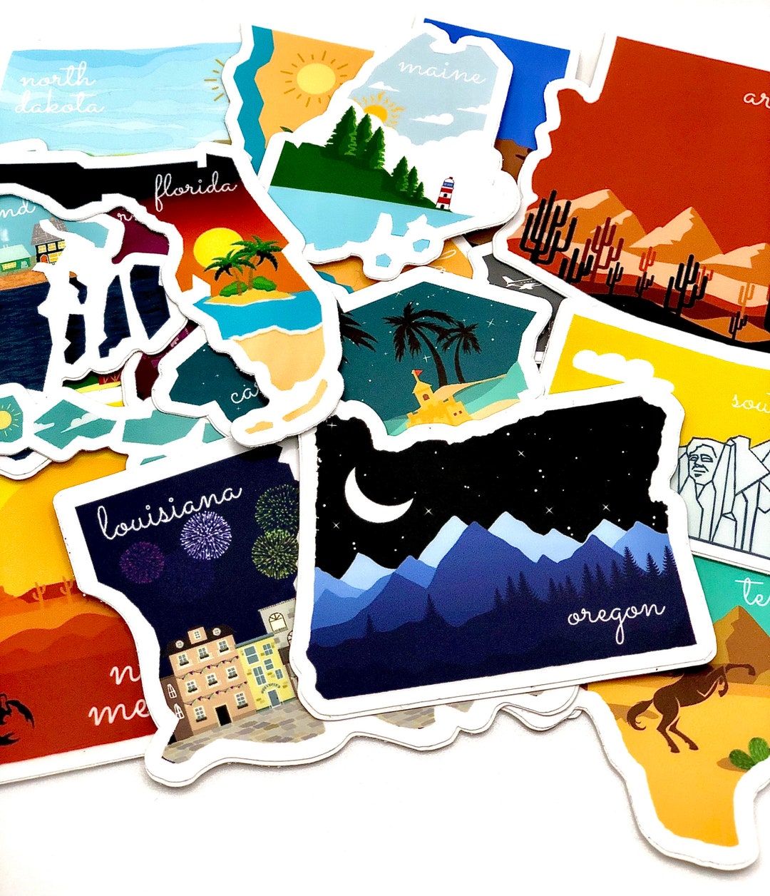 United States Sticker Pack, 3x3in Vinyl Stickers for Your Laptop, State ...