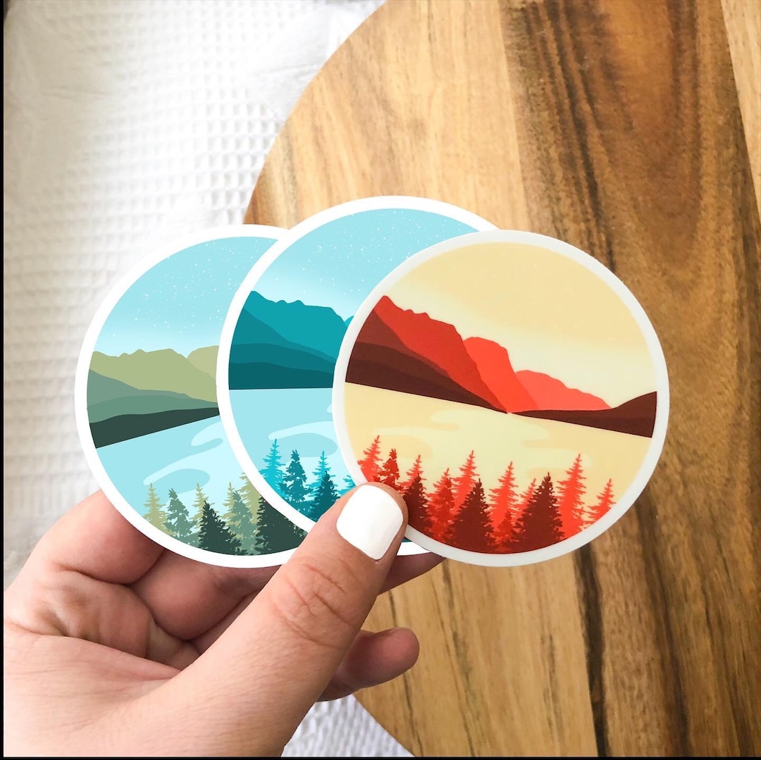 Mountain Landscape Sticker Decal, Mountain Sticker for Car, Lake ...