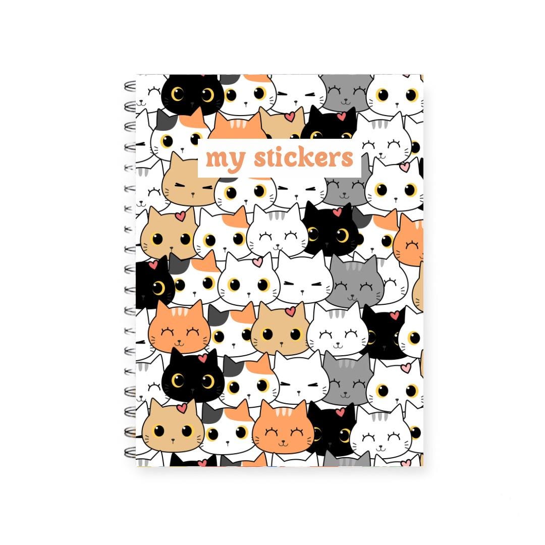 Reusable Sticker Book Cat, Sticker Album Reusable, Cute Sticker Book ...