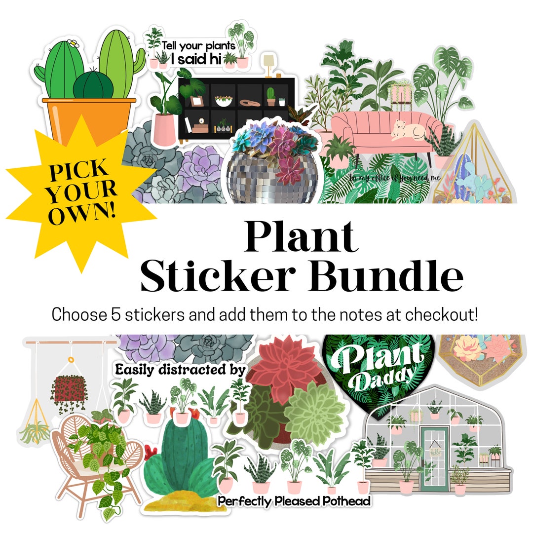 Pick Your Own Sticker, Plant Sticker Pack, Potted Plant Sticker, Funny ...