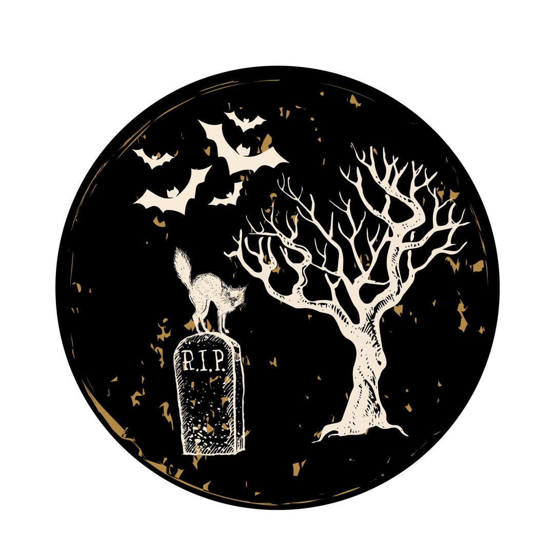 Vintage Halloween Stickers, Graveyard Sticker, Retro Halloween Stickers ...