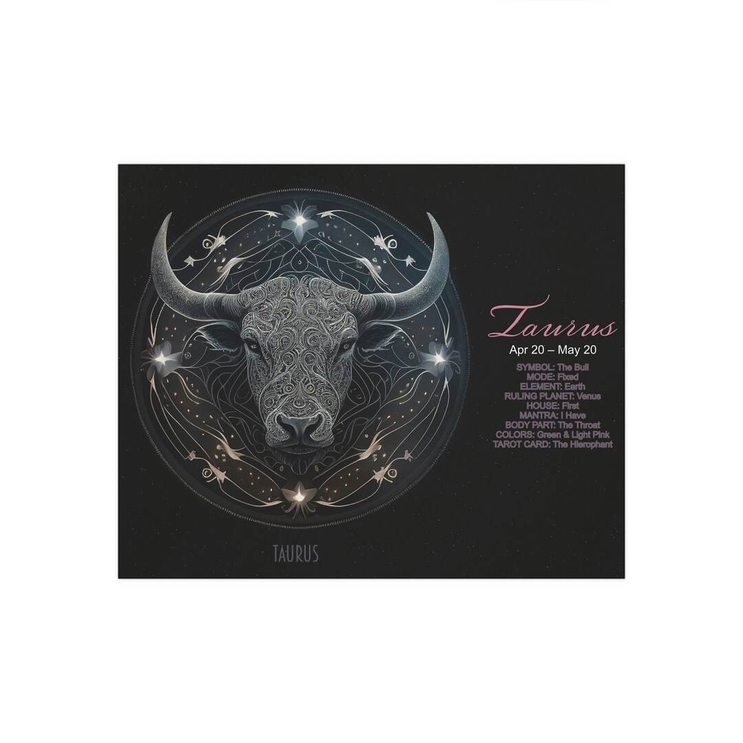 Stunning Taurus Satin Poster, 7 Sizes, Zodiac Wall Art, Taurus Gift ...