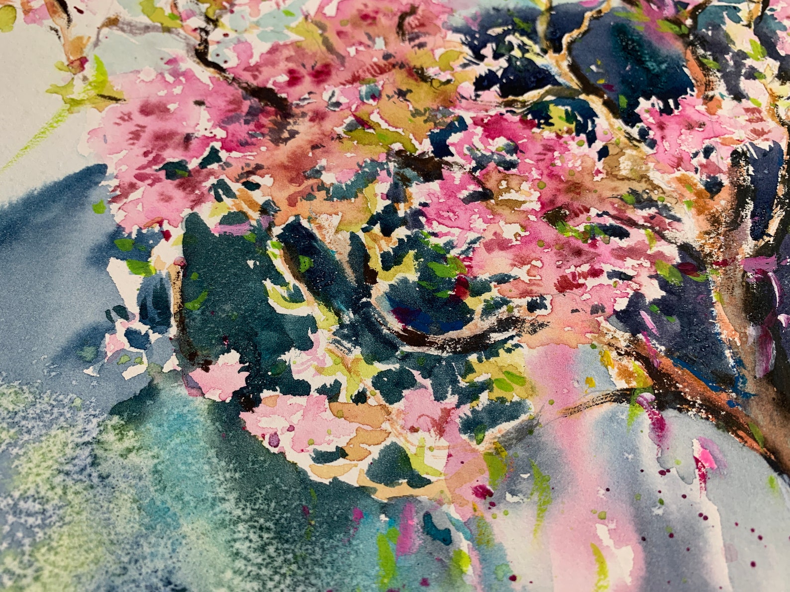 Peach-tree Painting Original Watercolor Artwork Spring | Etsy