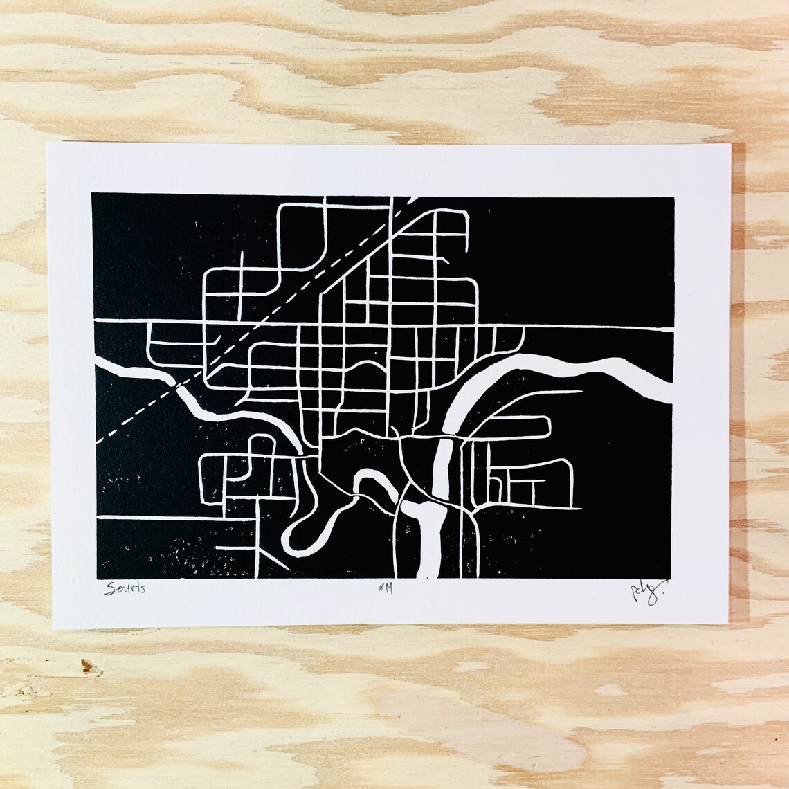 Souris Map, Linocut, Printmaking, Town Map, Street Map, Small Town ...