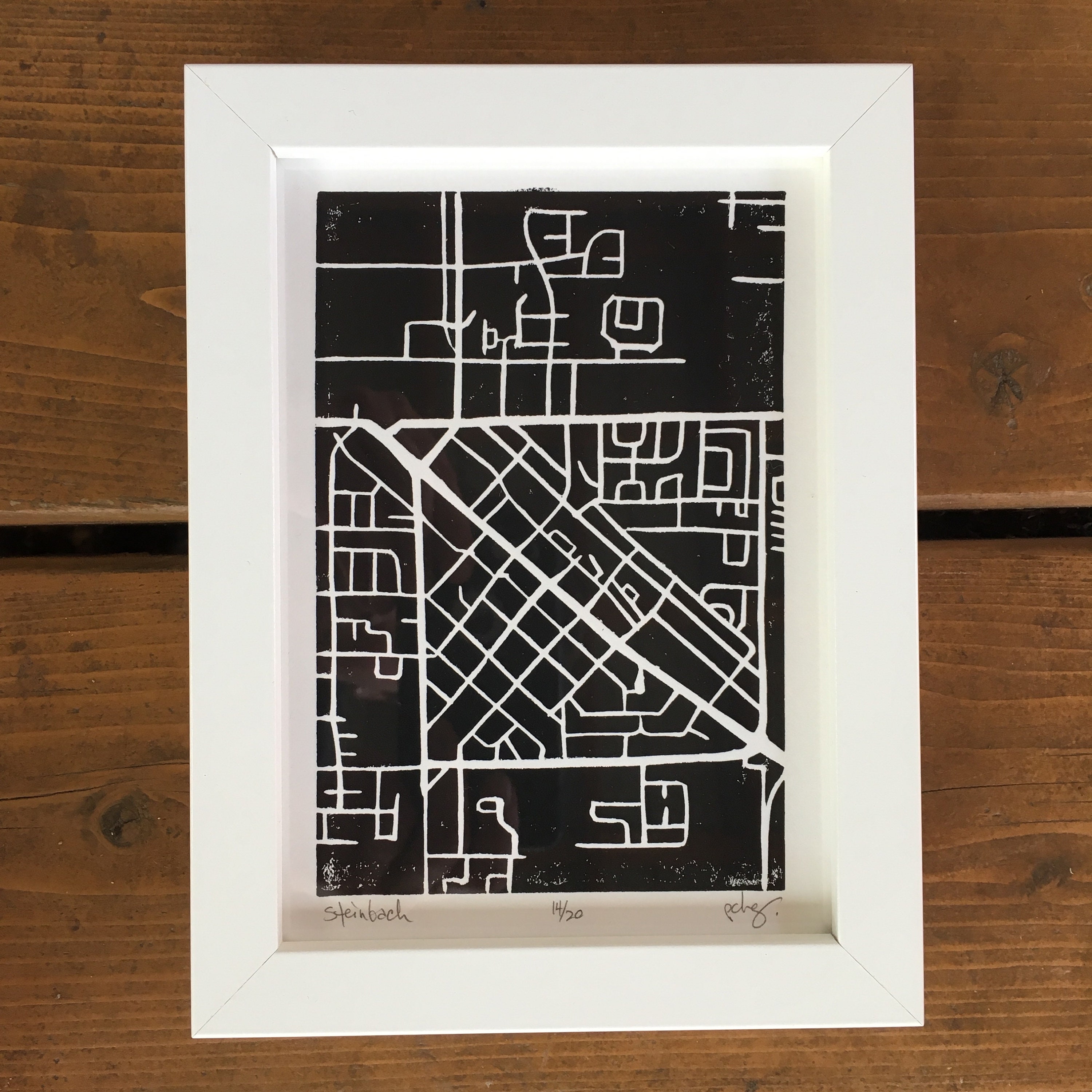 Steinbach Map Linocut Printmaking Town Map Street Map - Etsy