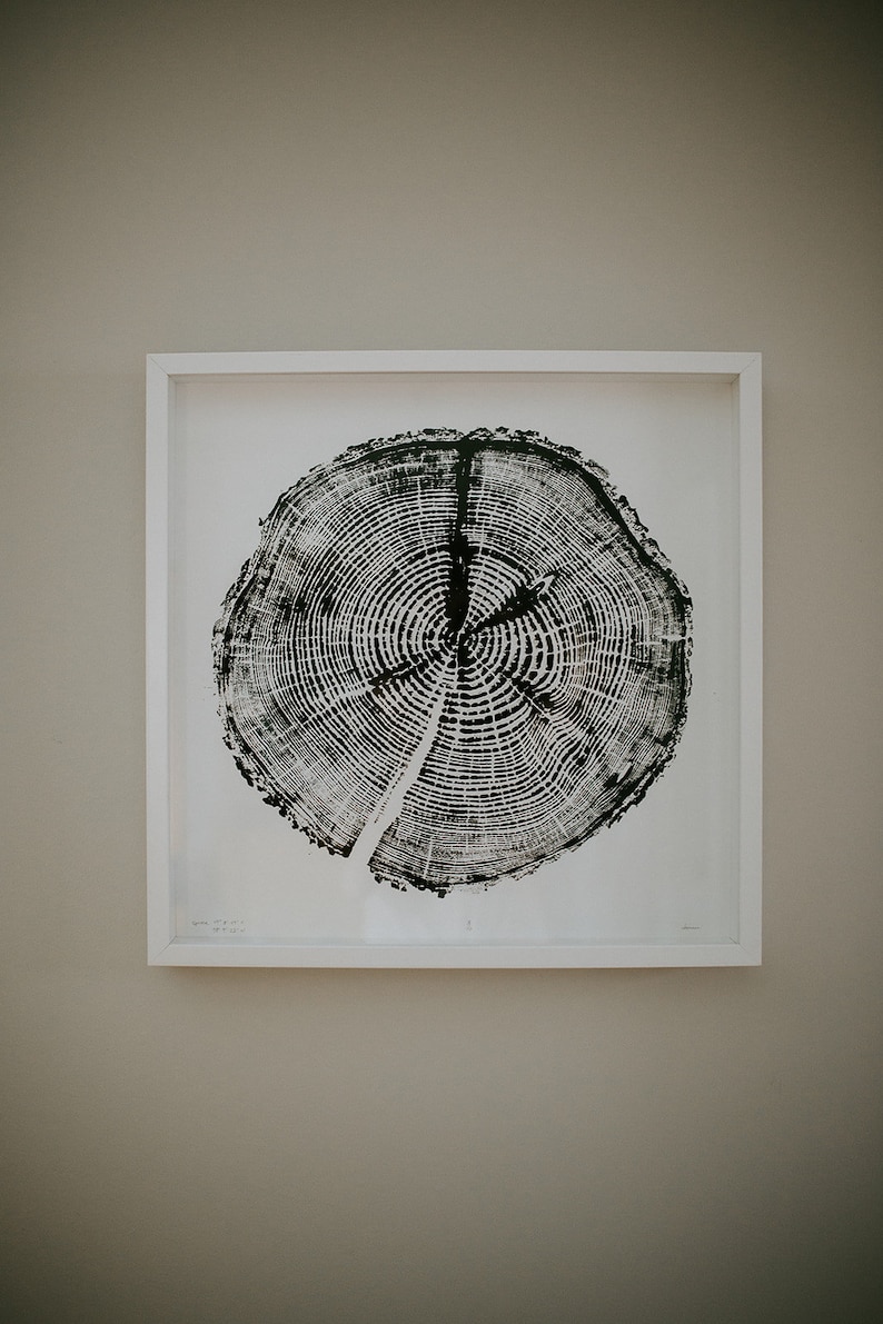 Spruce Handprinted Art Print Woodcut Print Tree Stump Tree | Etsy