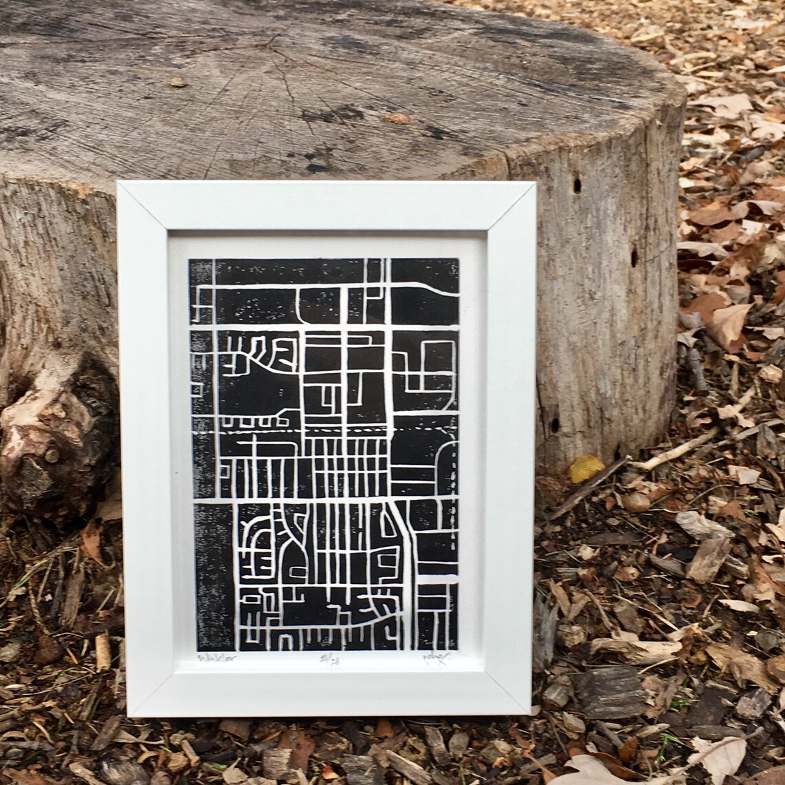 Winkler Map Linocut Printmaking Town Map Street Map Small - Etsy