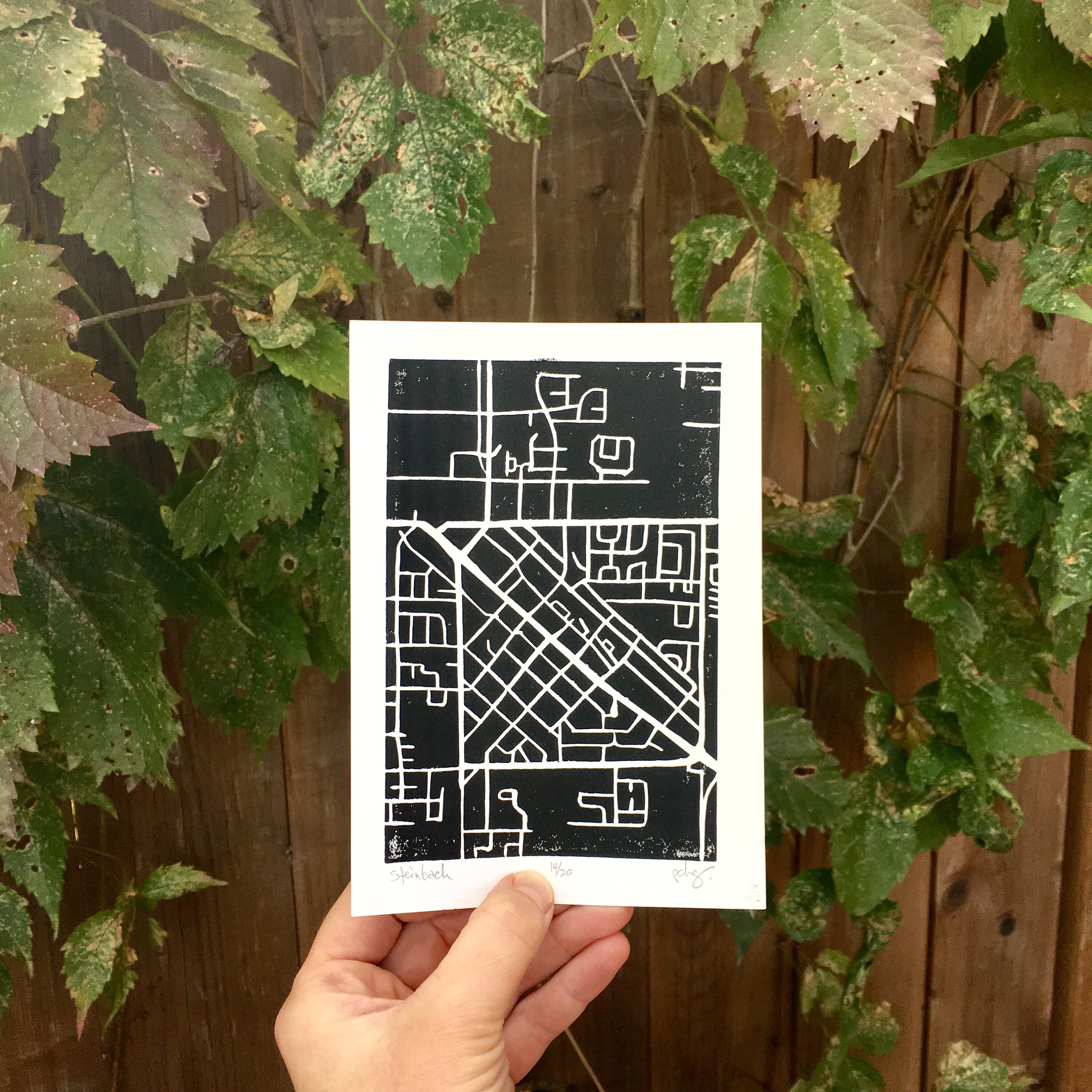 Steinbach Map Linocut Printmaking Town Map Street Map - Etsy