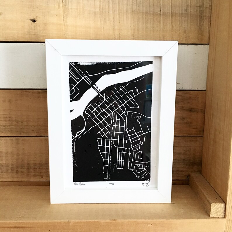 The Pas Map, Linocut, Printmaking, Town Map, Street Map, Small Town ...