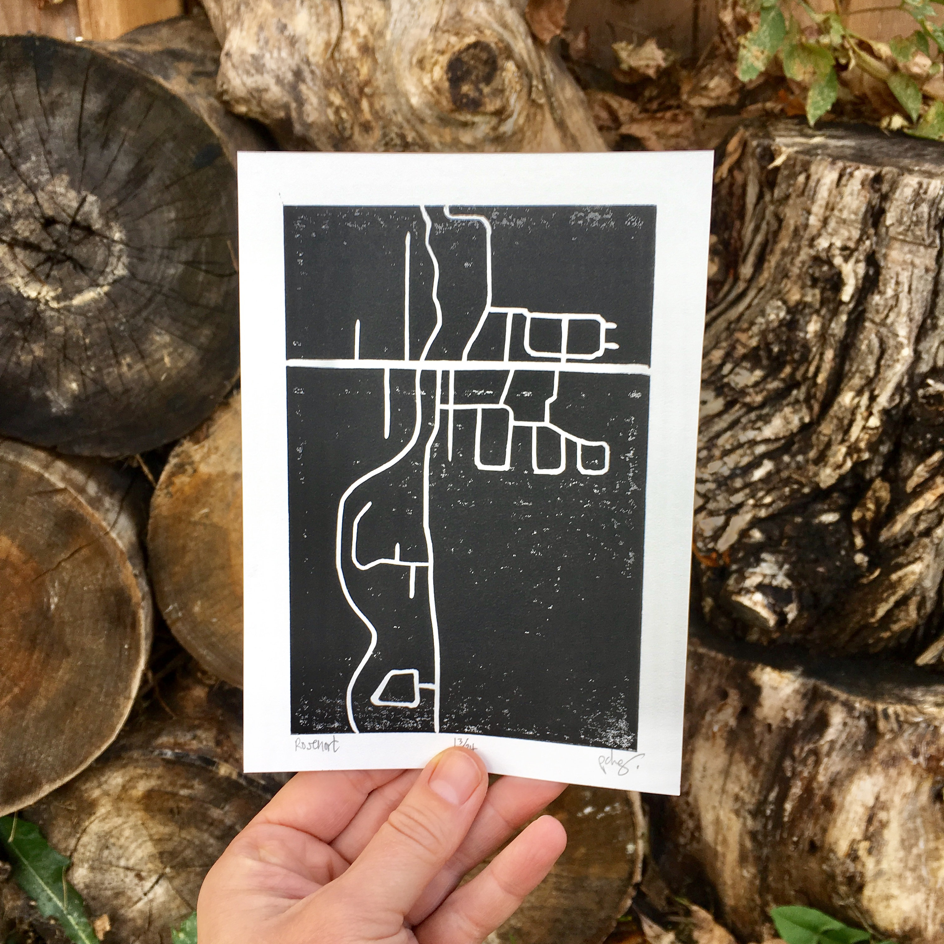 Rosenort Map Linocut Printmaking Town Map Street Map - Etsy