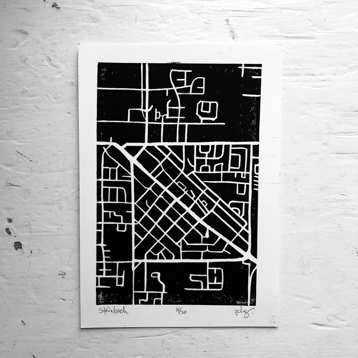 Steinbach Map Linocut Printmaking Town Map Street Map | Etsy