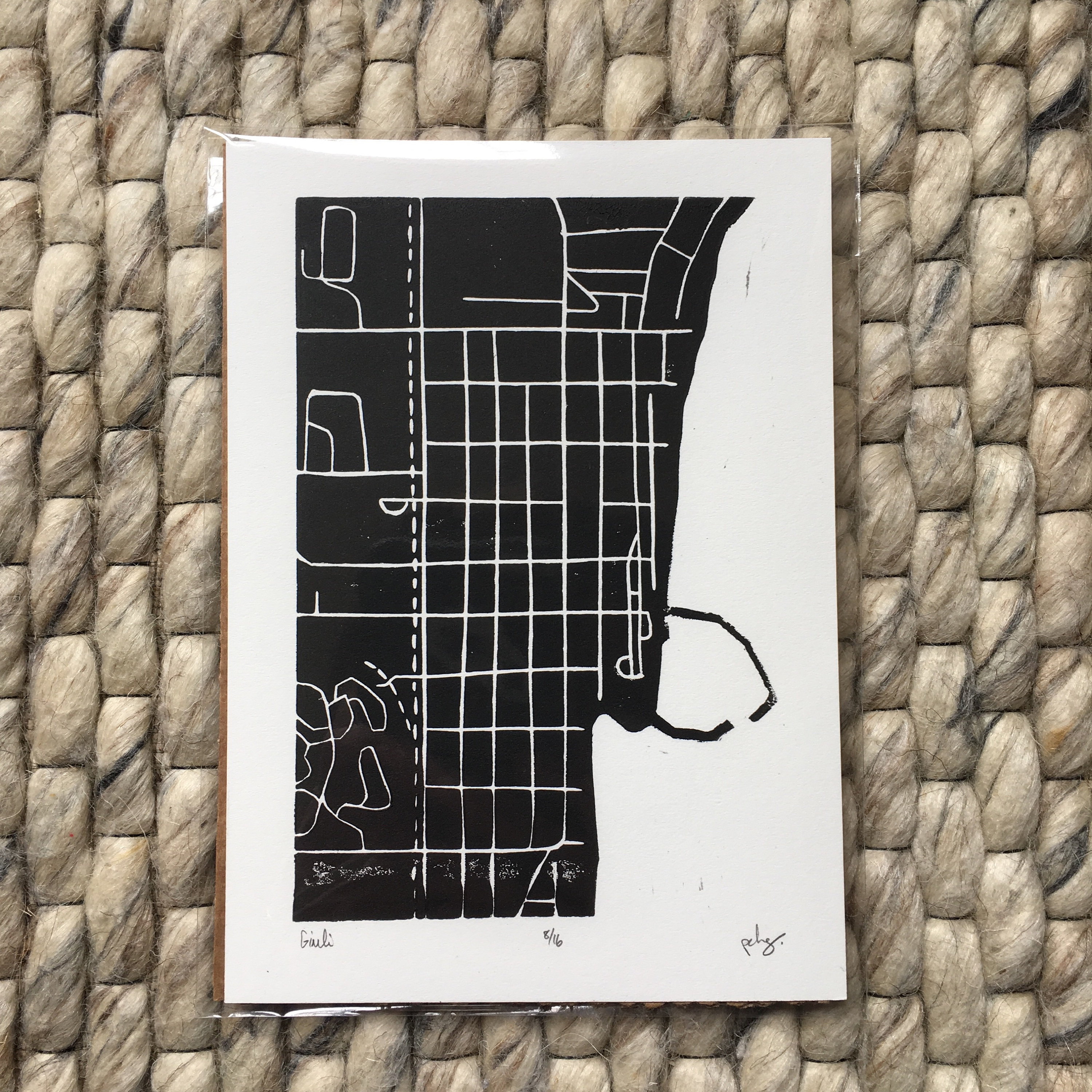 Gimli Map Linocut Printmaking Town Map Street Map Small - Etsy