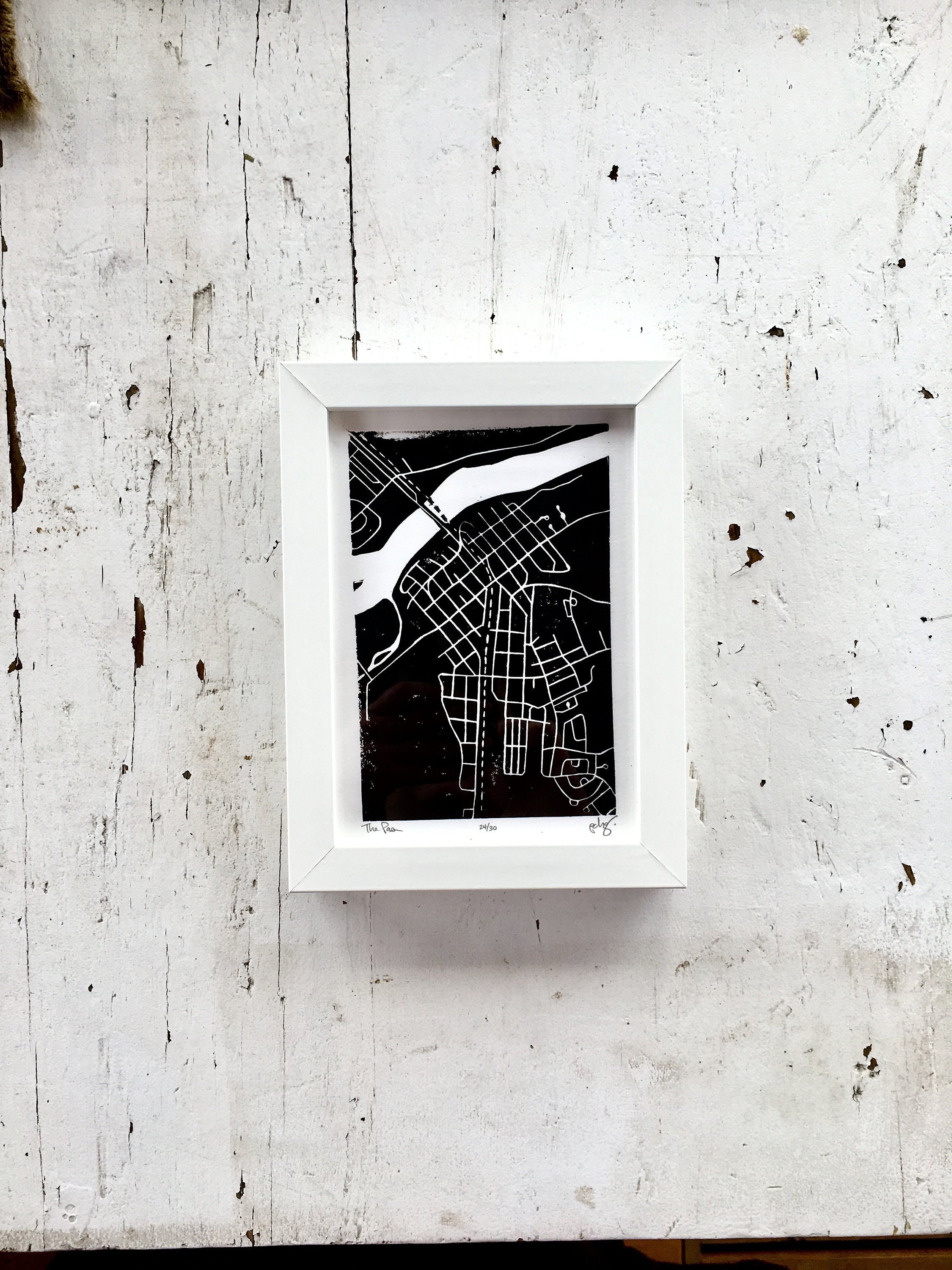 The Pas Map Linocut Printmaking Town Map Street Map Small - Etsy