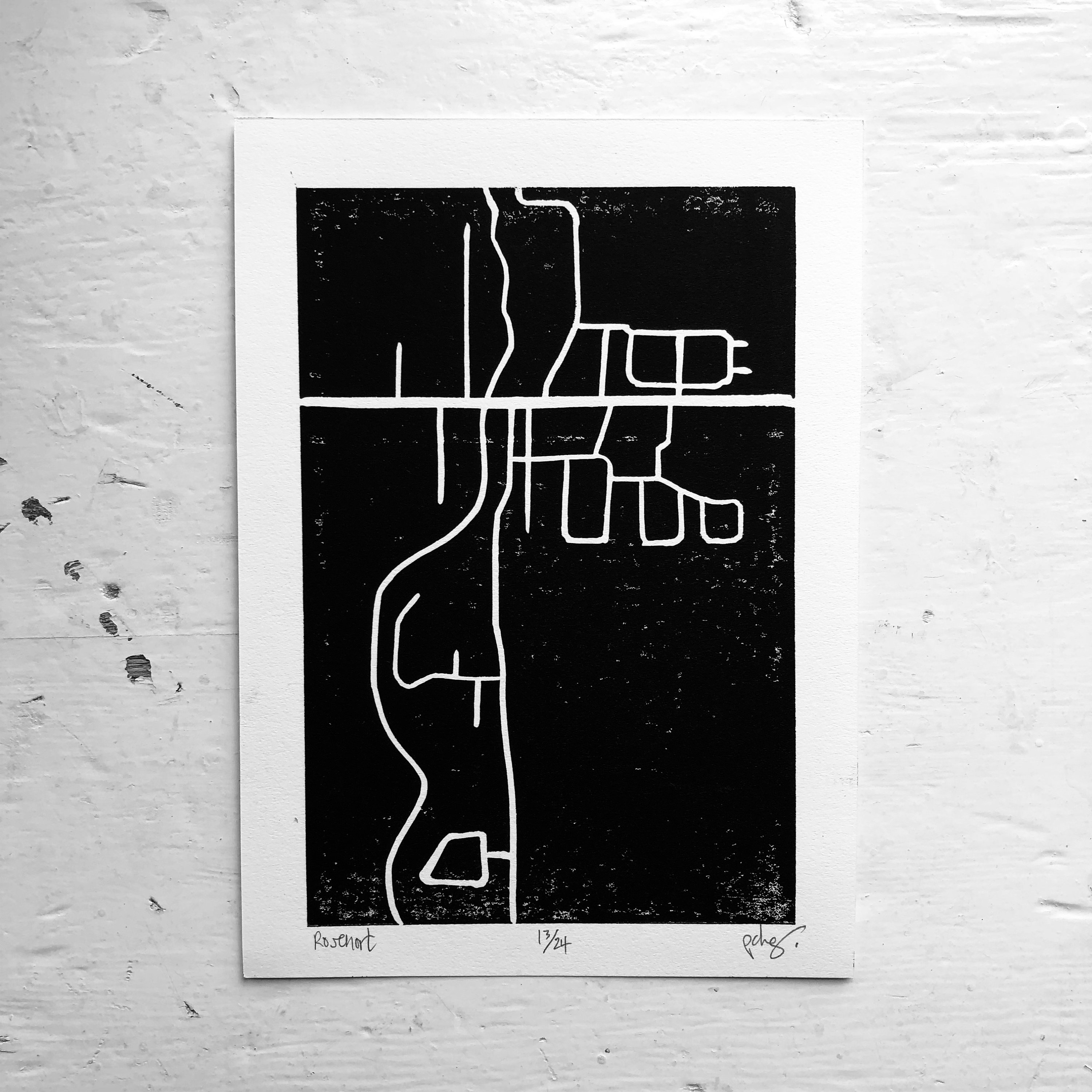 Rosenort Map Linocut Printmaking Town Map Street Map - Etsy