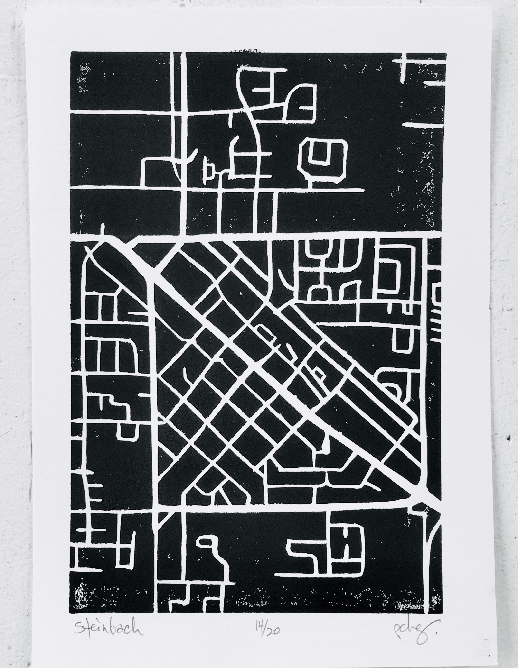Steinbach Map Linocut Printmaking Town Map Street Map - Etsy