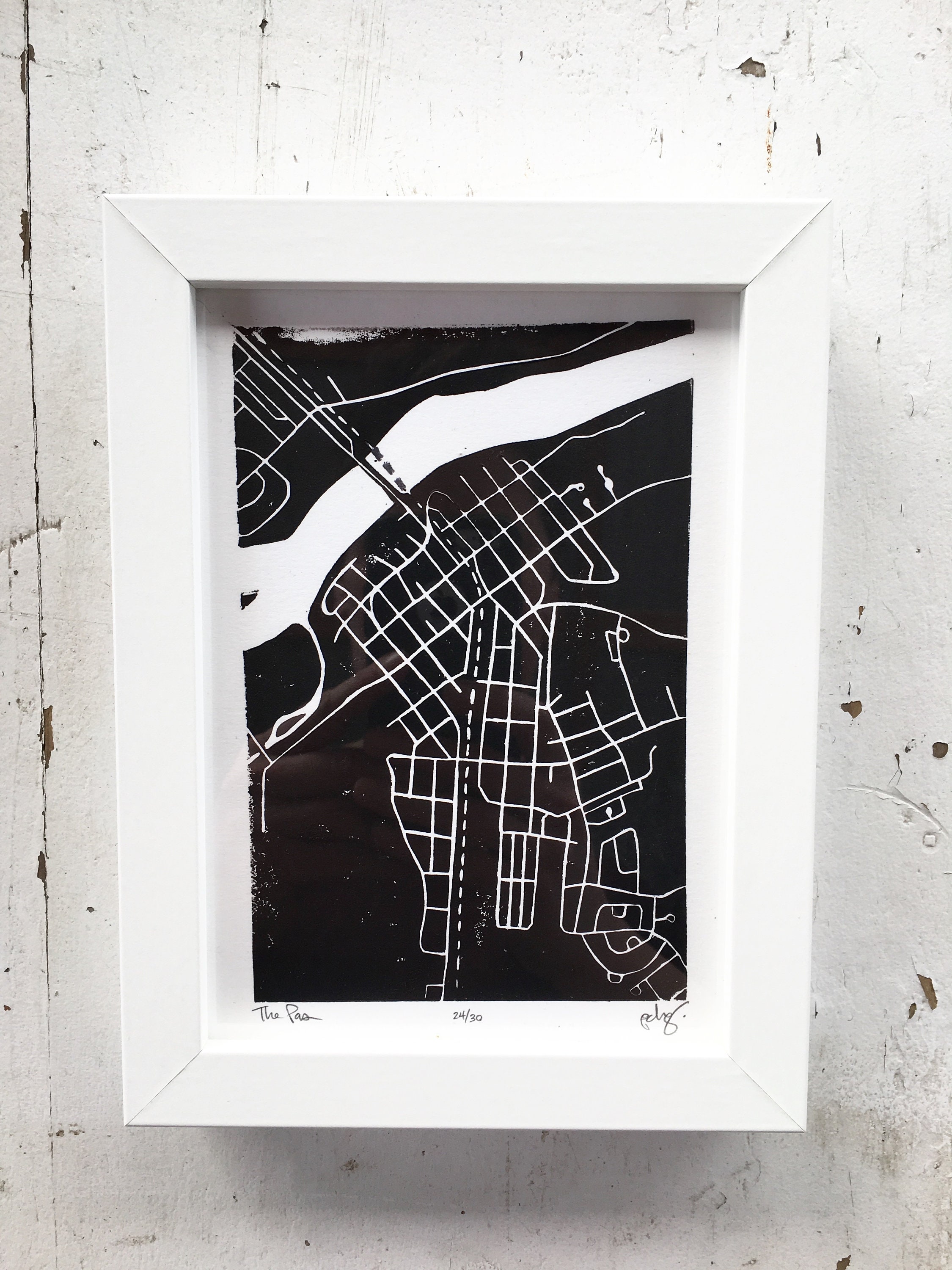 The Pas Map Linocut Printmaking Town Map Street Map Small - Etsy