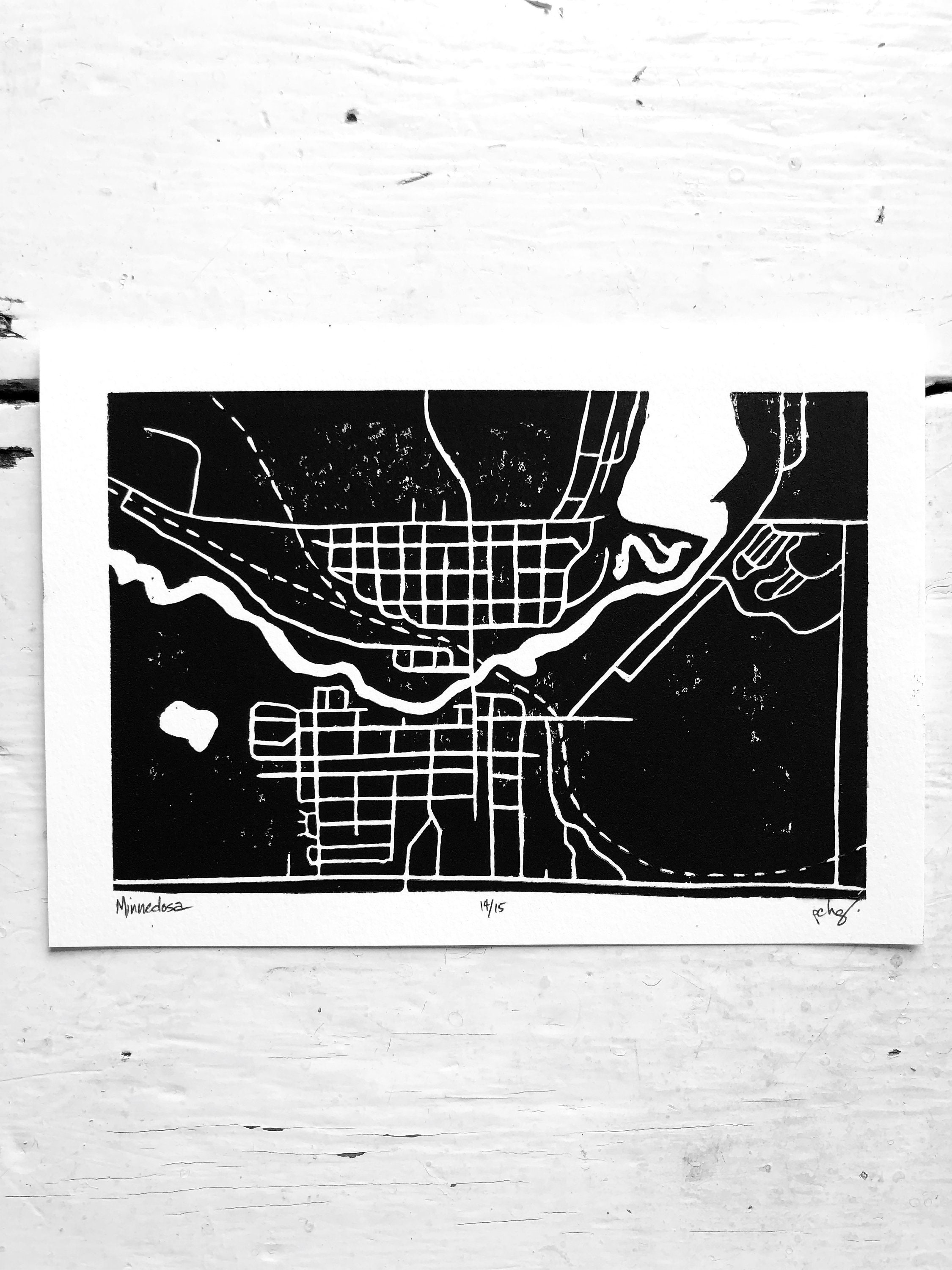 Minnedosa Map, Linocut, Printmaking, Town Map, Street Map, Small Town ...