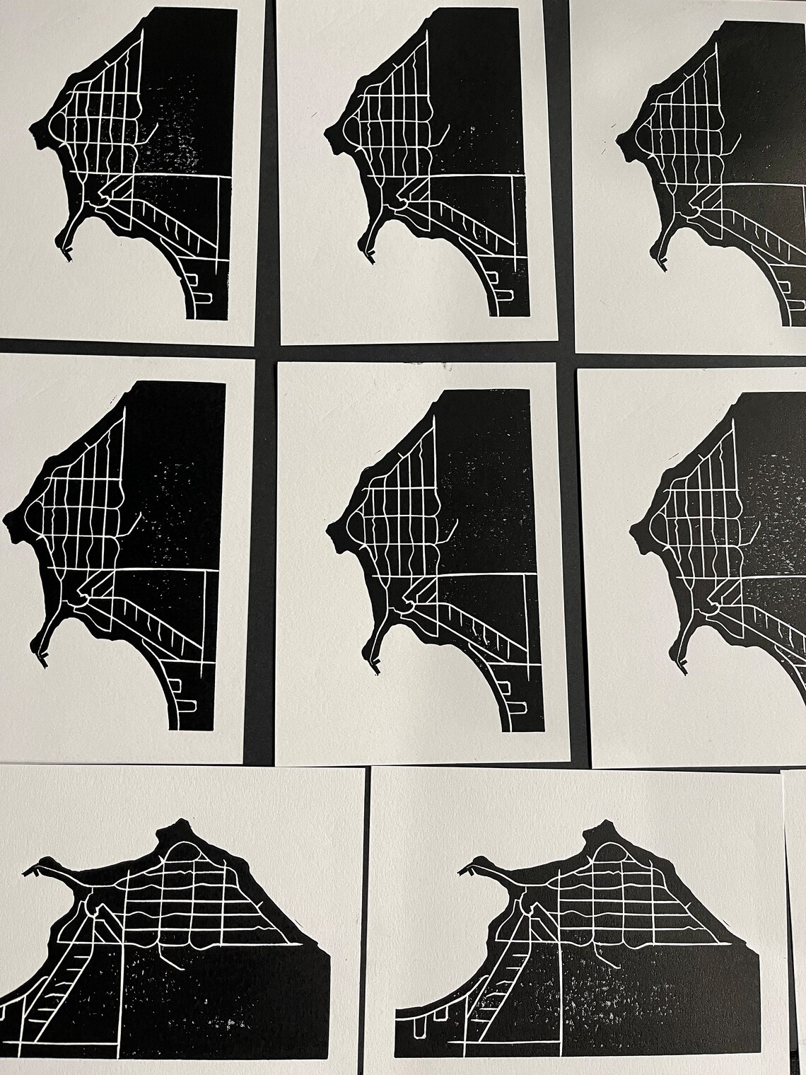 Victoria Beach Map, Linocut, Printmaking, Town Map, Street Map, Small ...