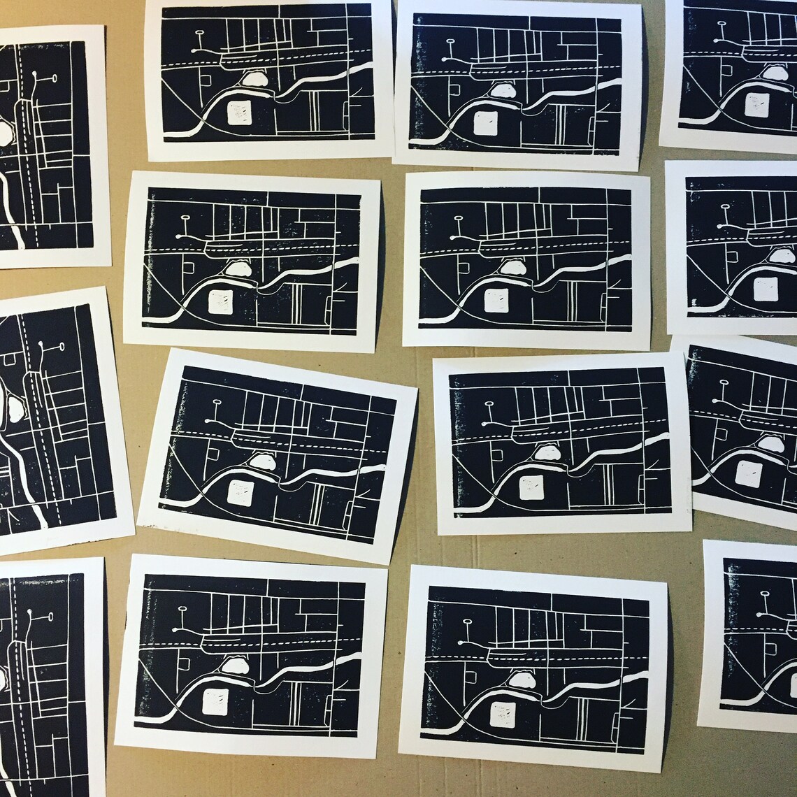 Plum Coulee Map Linocut Printmaking Town Map Street Map - Etsy