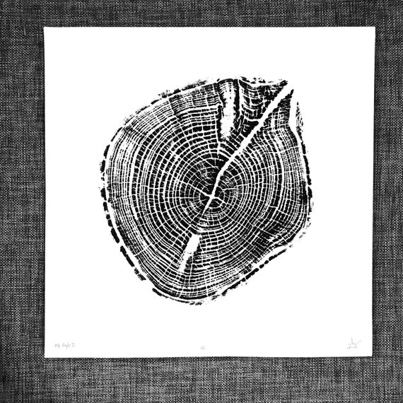 MB Maple II Wood Print Handprinted Tree Rings Woodcut Print | Etsy