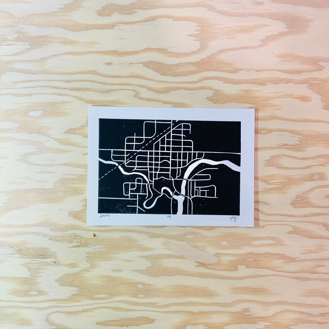 Souris Map, Linocut, Printmaking, Town Map, Street Map, Small Town ...