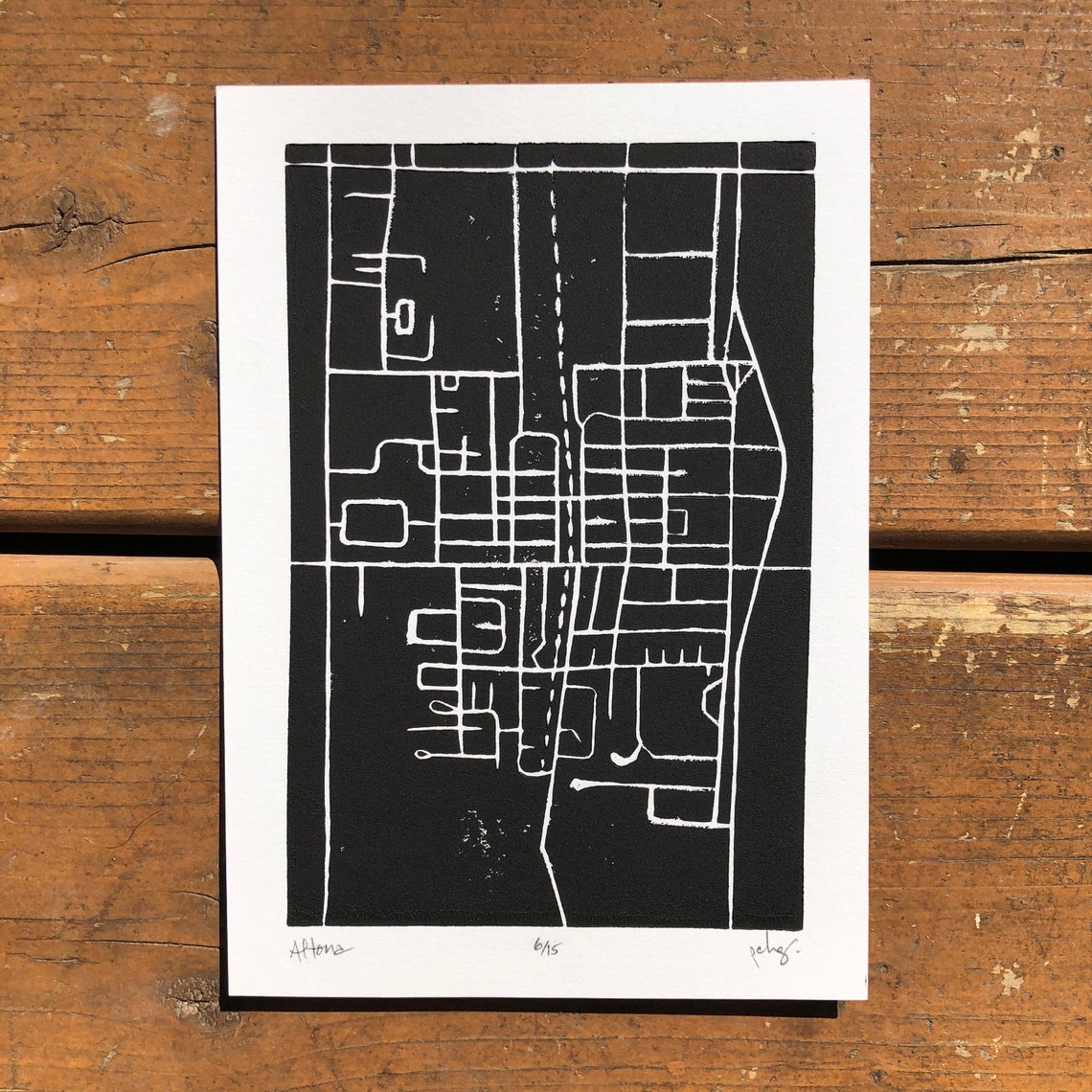 Altona Map, Linocut, Printmaking, Town Map, Street Map, Small Town ...