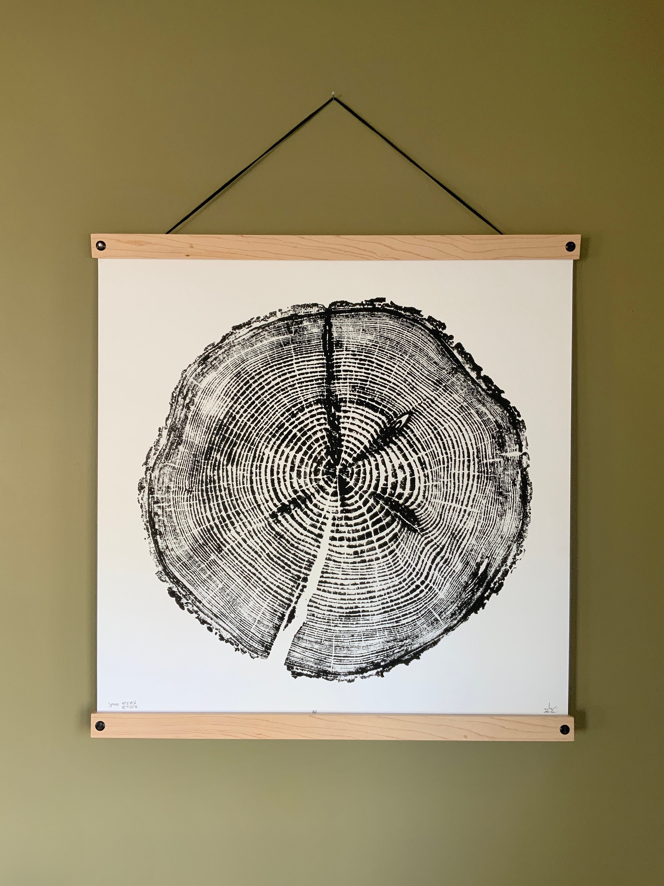 Spruce Handprinted Art Print Woodcut Print Tree Stump Tree - Etsy