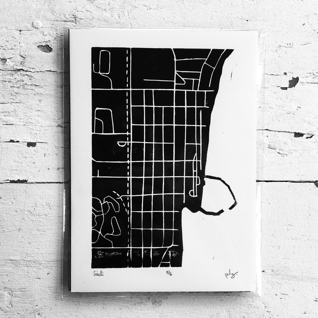 Gimli Map | Linocut | Printmaking | Town Map | Street Map | Small Town ...
