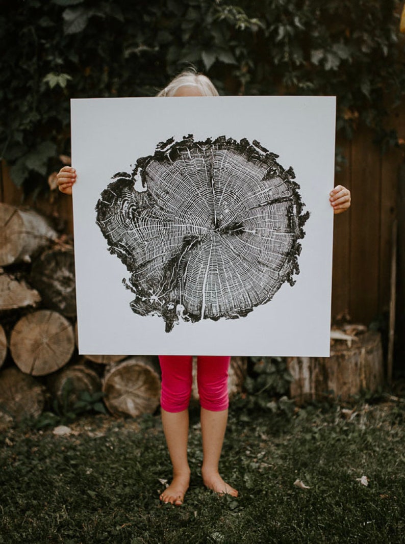 Oak II Wood Print Handprinted Tree Rings Woodcut Print - Etsy