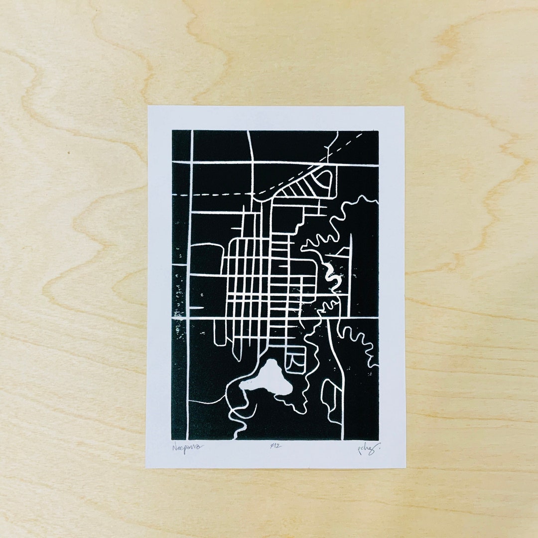 Neepawa Map, Linocut, Printmaking, Town Map, Street Map, Small Town ...