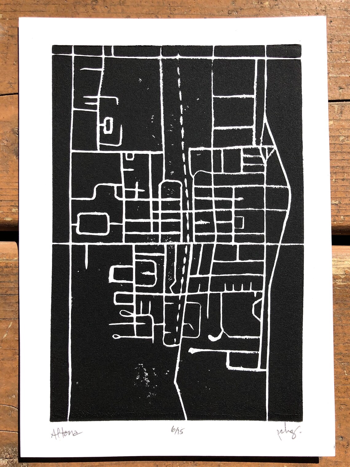 Altona Map | Linocut | Printmaking | Town Map | Street Map | Small Town ...