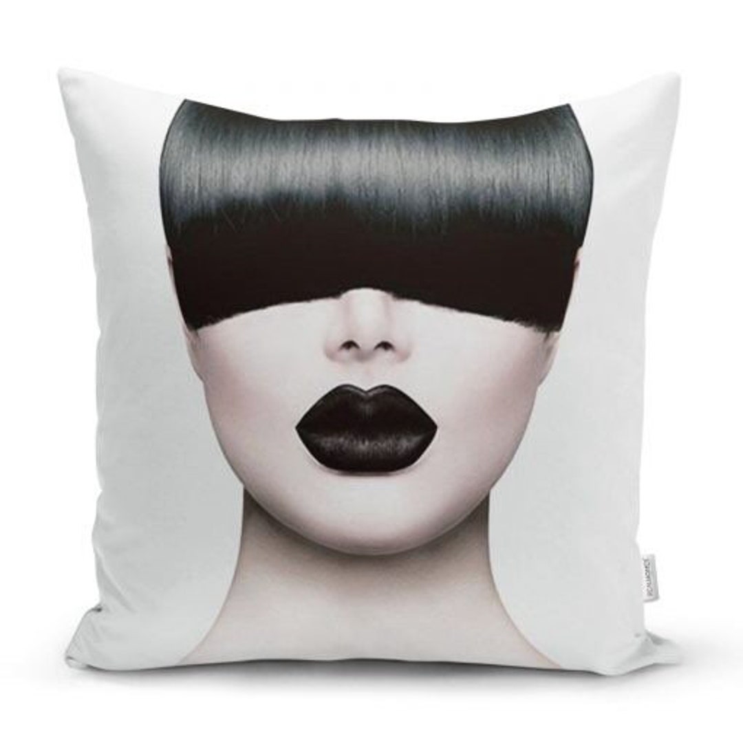 CLEARANCE High Fashion Model Portrait / Black Fringe / Cushion Cover ...