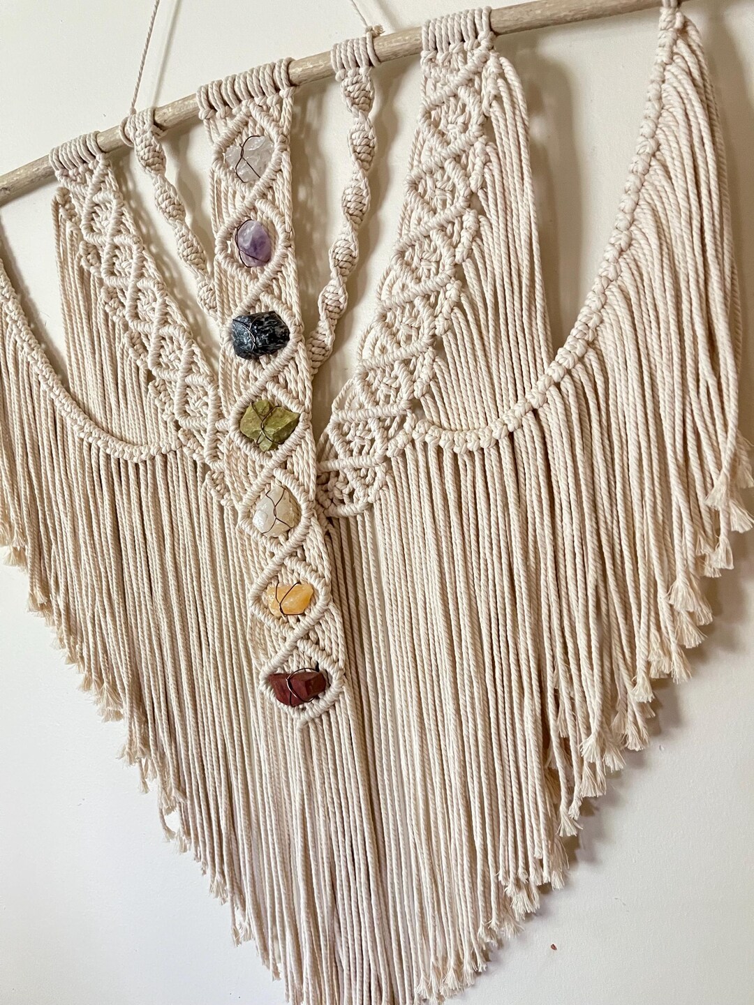 Large Chakra Crystal Macrame Wall Hanging - Etsy