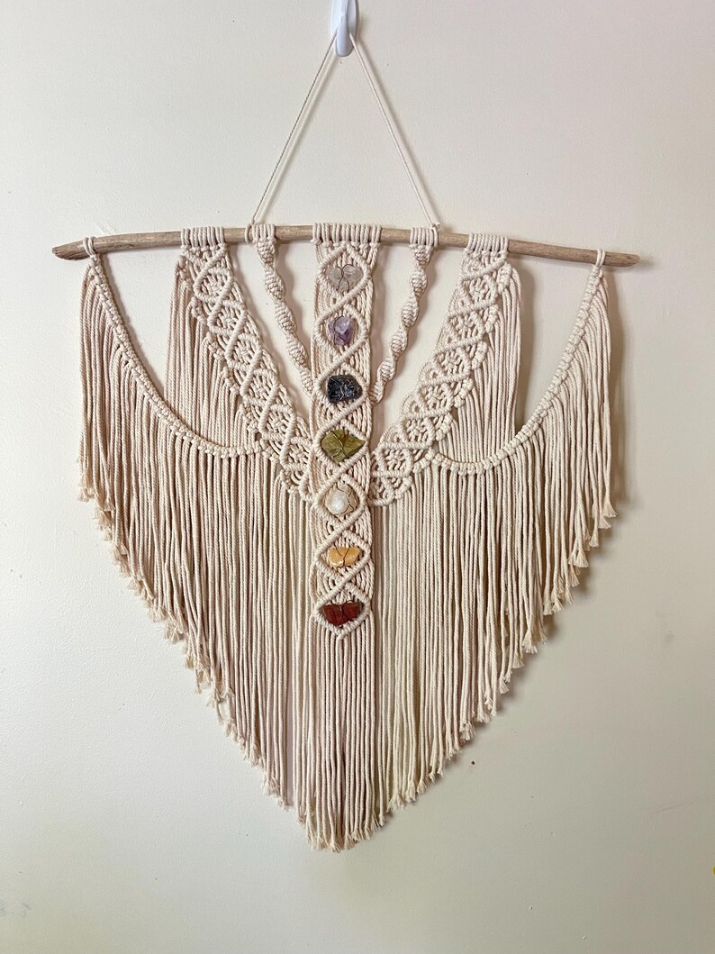 Large Chakra Crystal Macrame Wall Hanging - Etsy