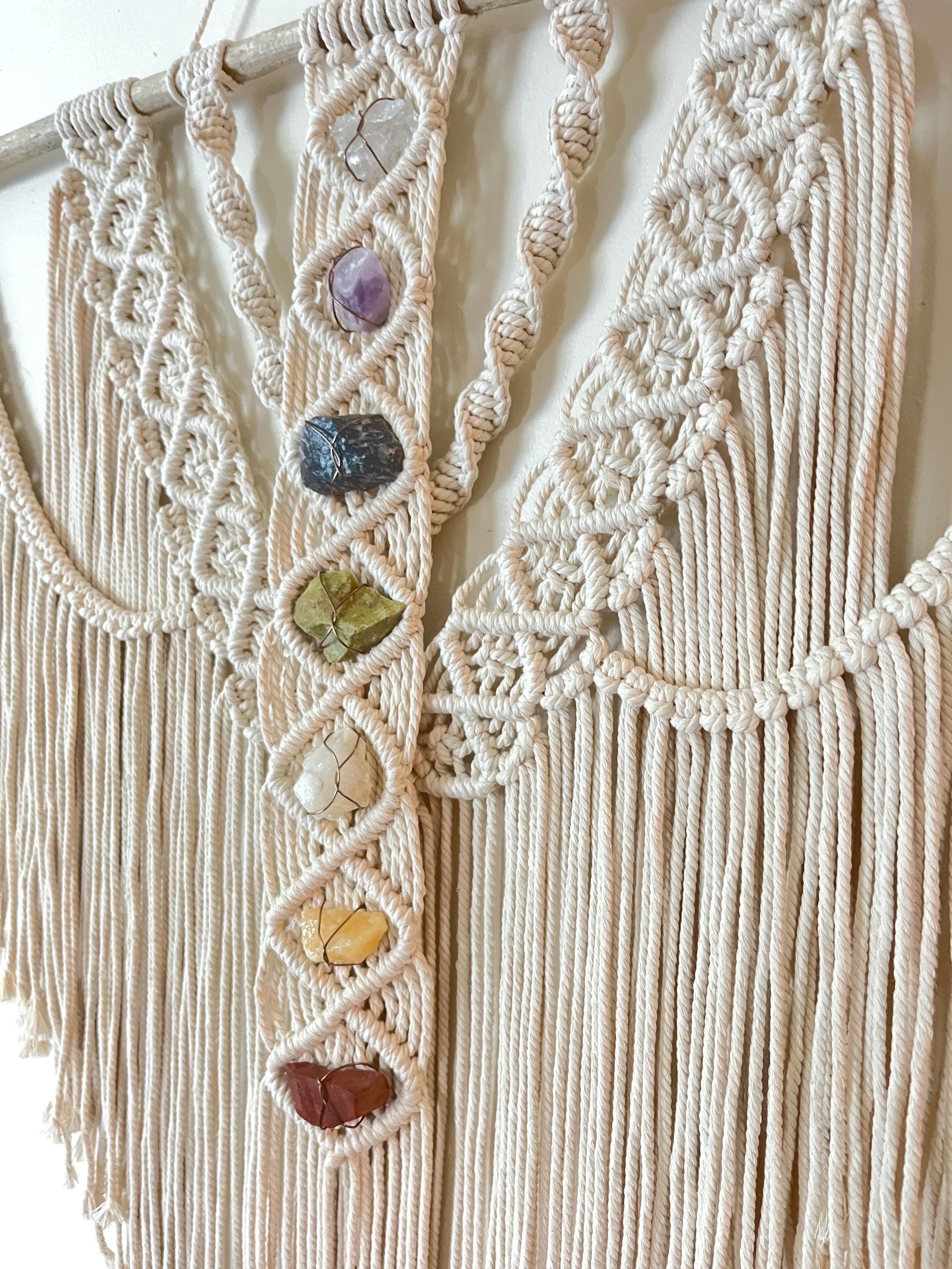 Large Chakra Crystal Macrame Wall Hanging - Etsy