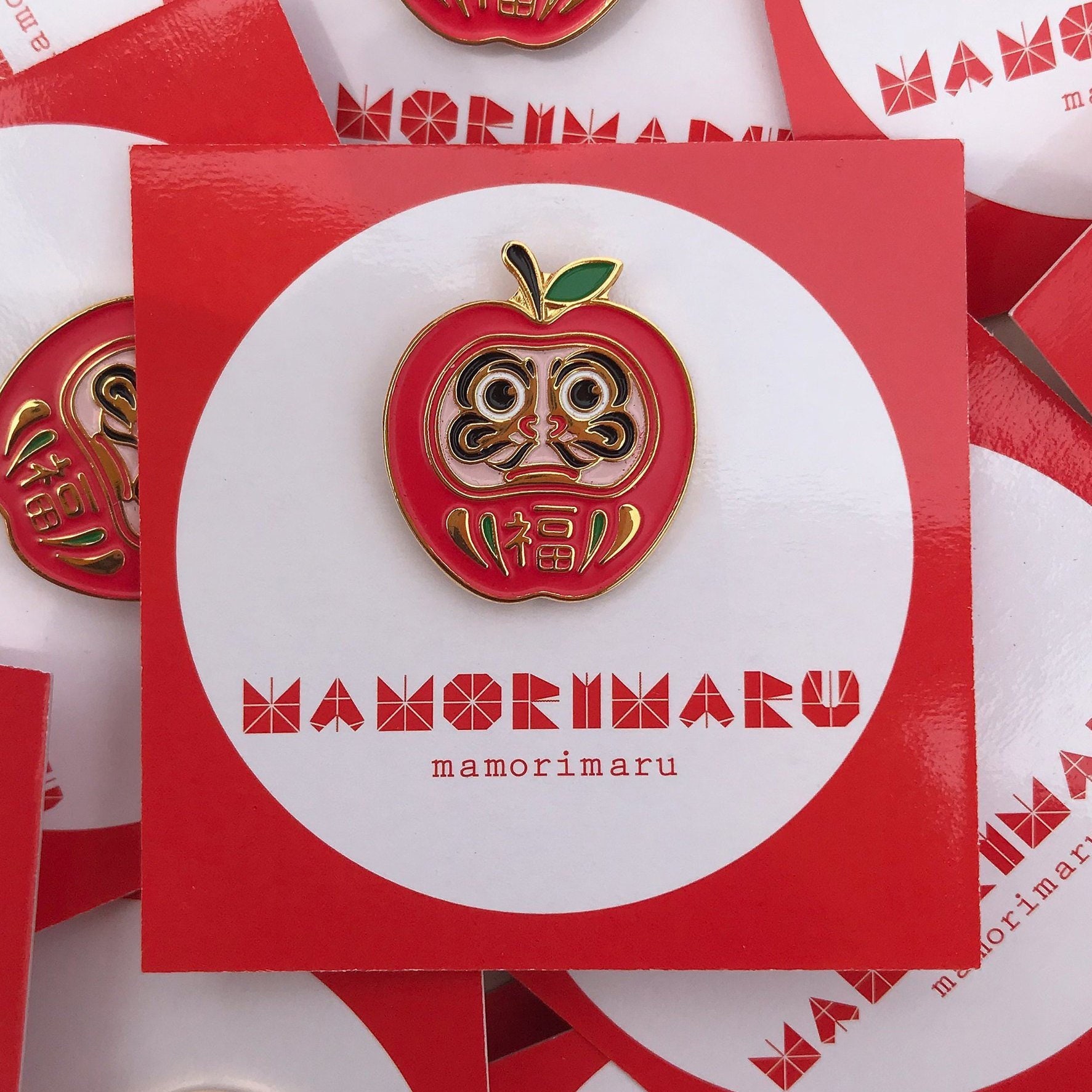 Daruma - Red Apple Enamel Pin - Etsy