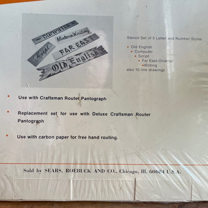 Sears Craftsman Router Stencil Set Model 9 2518 / Stencil Set | Etsy